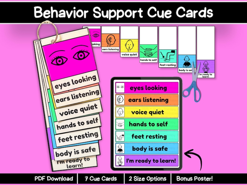 Visual Behavior Support Cue Cards for Kids - Digital Download - Etsy