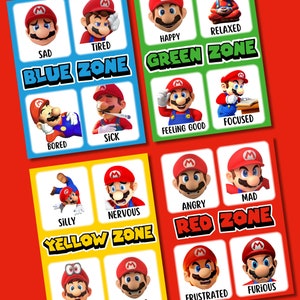 Zones of Regulation, Super Mario Character Themed, Visual Printables - Etsy