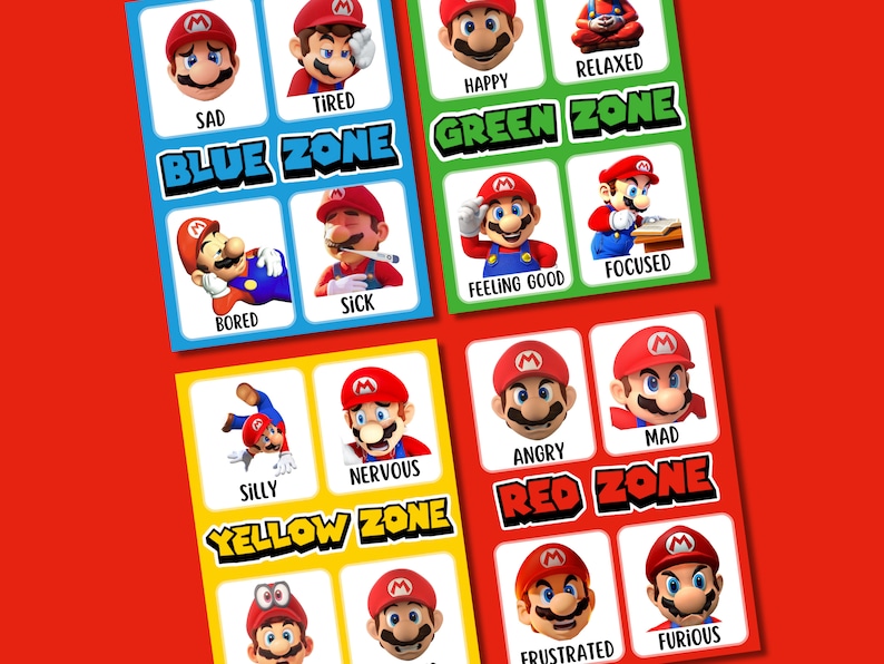 Zones of Regulation, Super Mario Character Themed, Visual Printables - Etsy