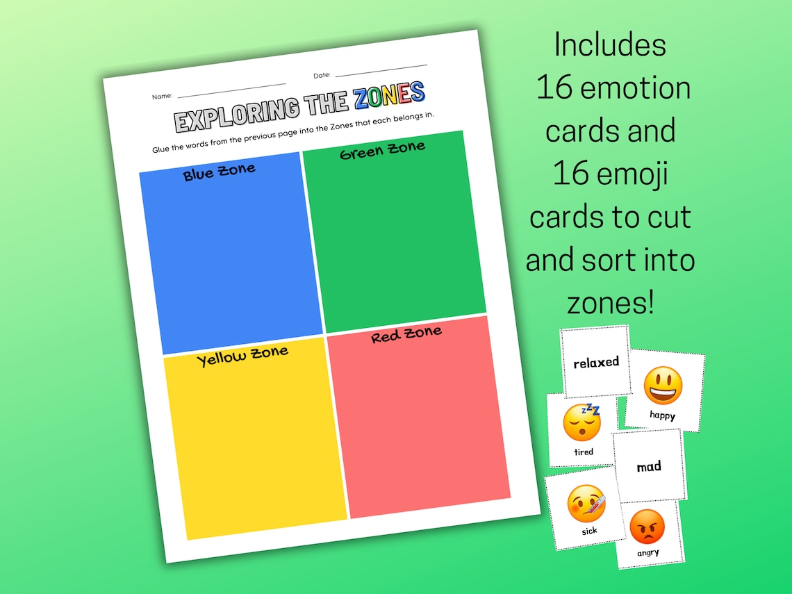 Zones of Regulation Emoji Sorting Activity - Etsy