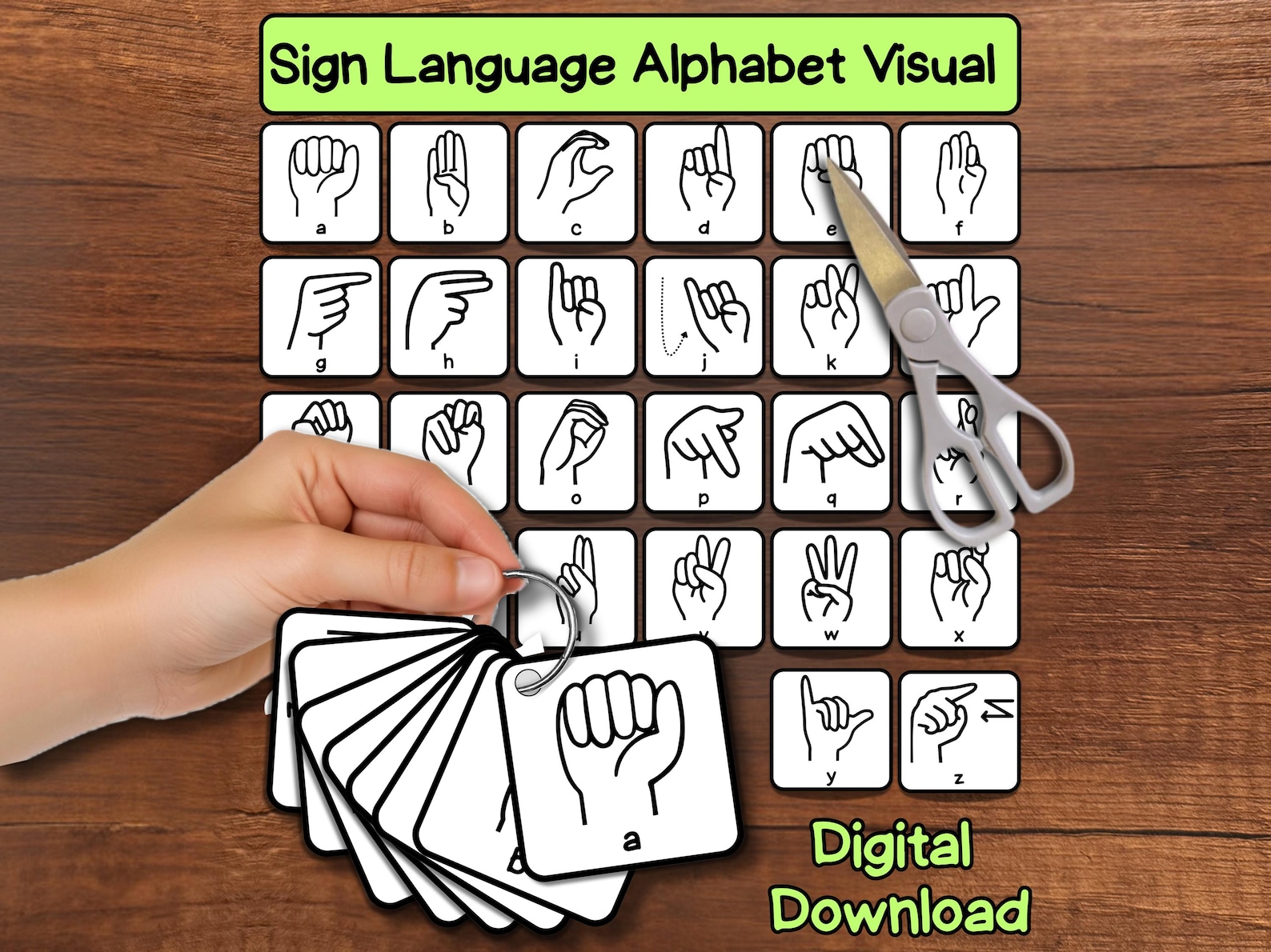 ASL Alphabet Poster and Flashcards: Sign Language Abcs (digital ...