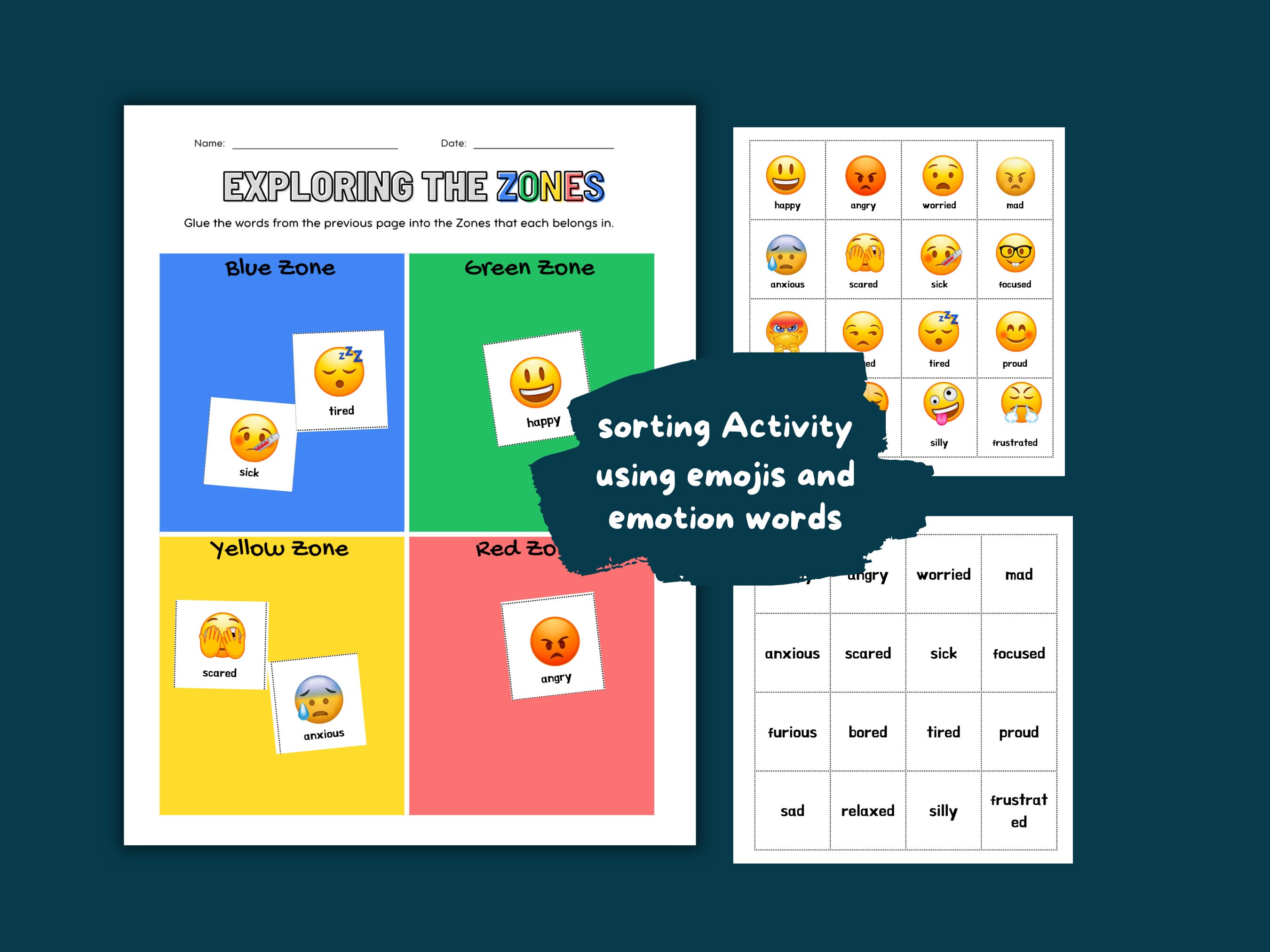Zones of Regulation Printable Worksheet Bundle - Etsy Australia