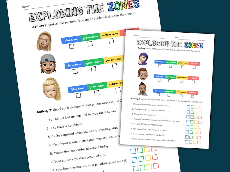 60 Zones of Regulation Worksheets, Printable BUNDLE - Etsy