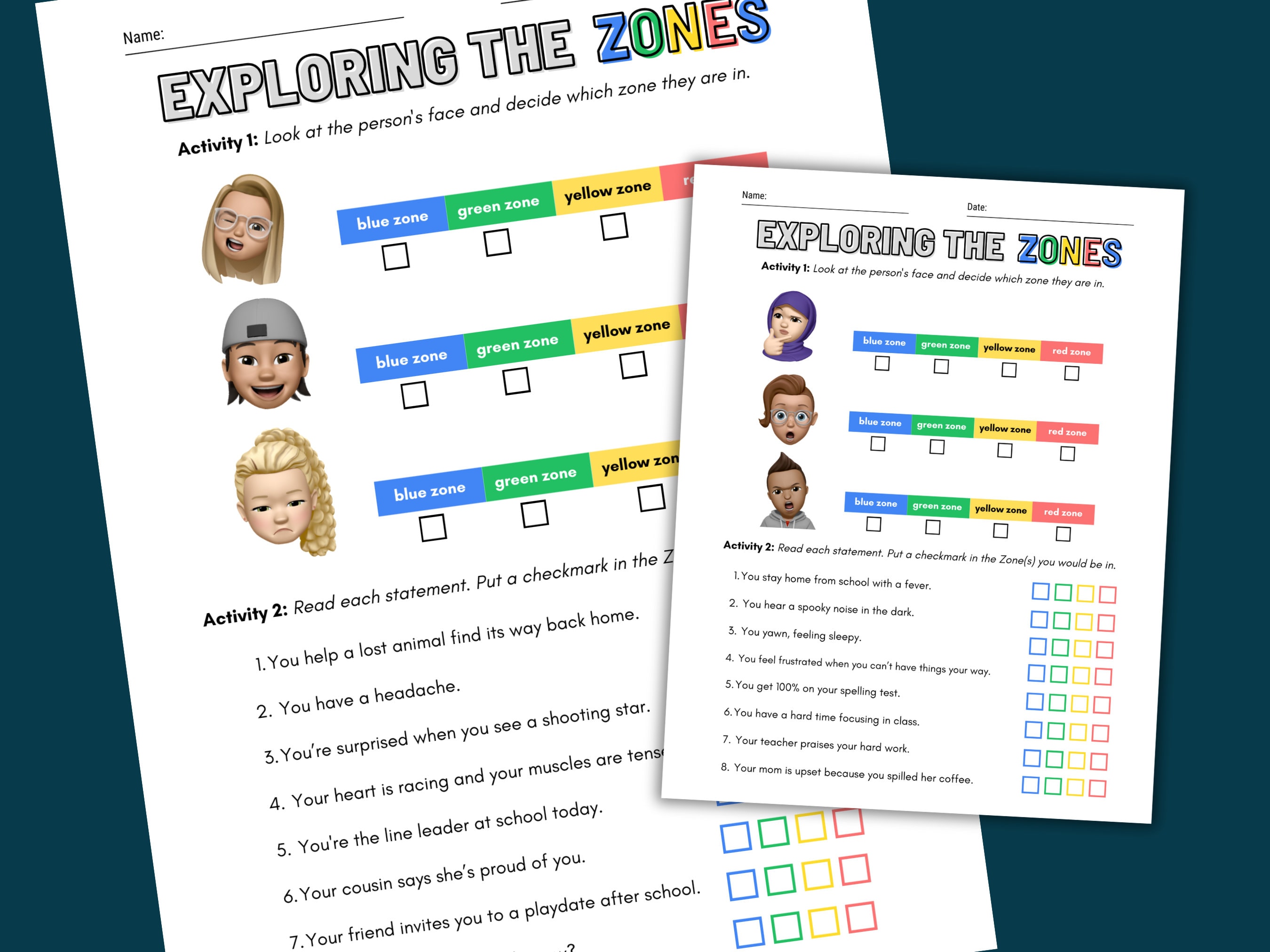Zones of Regulation Printable Worksheet Bundle - Etsy Australia