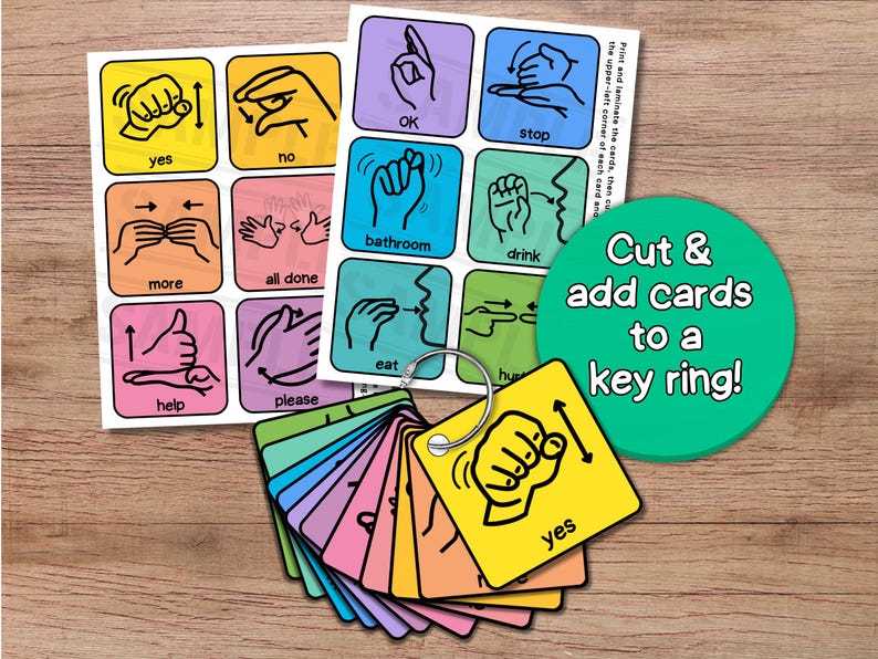 Printable Sign Language Flashcards ASL Poster and Card Set for Kids ...