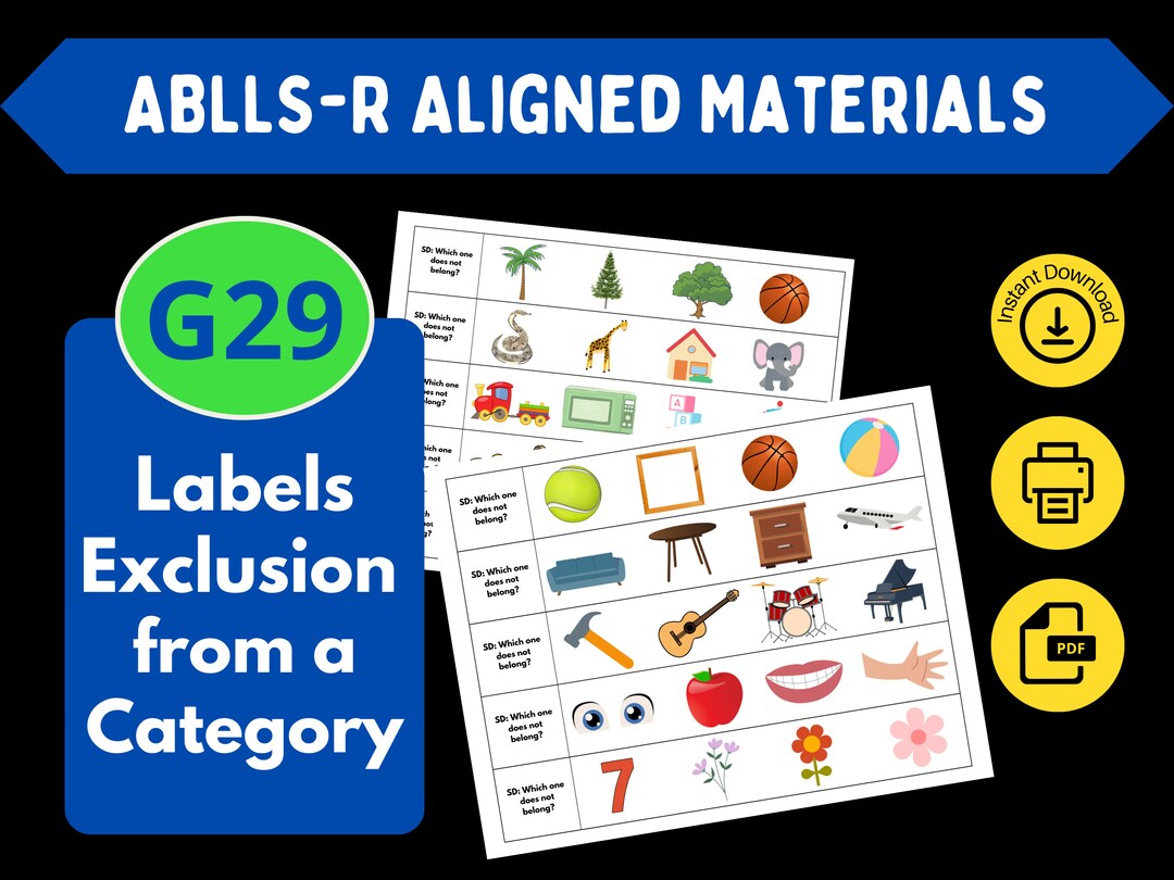 ABLLS-R, G29 Labels Exclusion From a Category, ABA Therapy, Autism ...