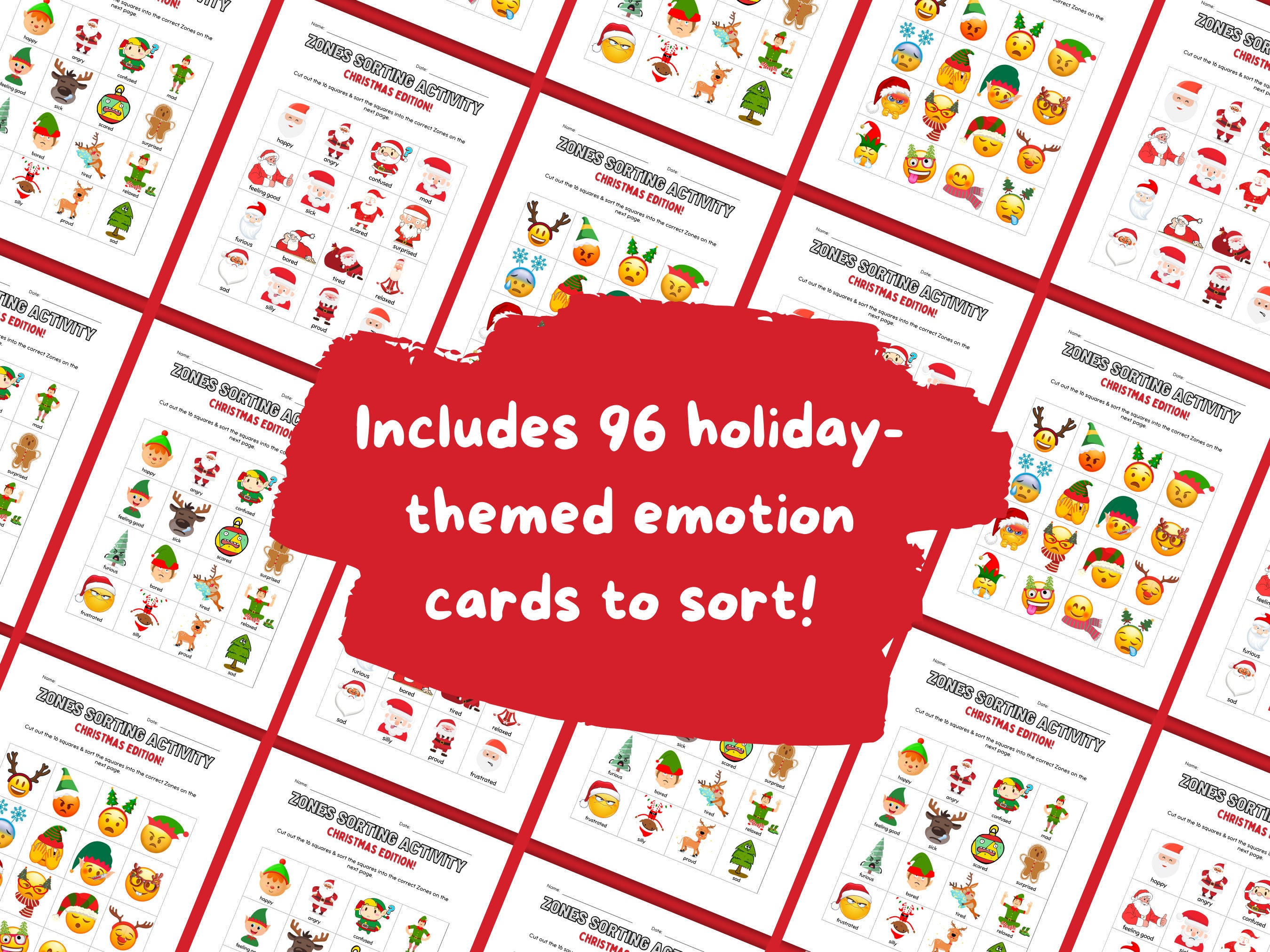 Zones of Regulation Holiday Emotions Sorting Activity - Etsy