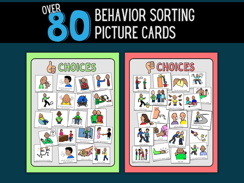 Behavior Sorting Picture Cards: Good Choice Vs. Bad Choice Social ...