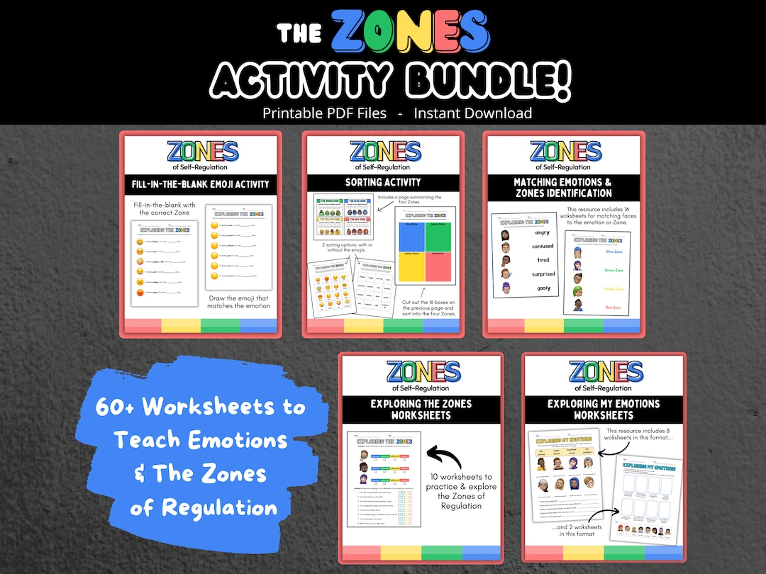 Self-regulation Zones Bundle Printable Worksheet Bundle - Etsy