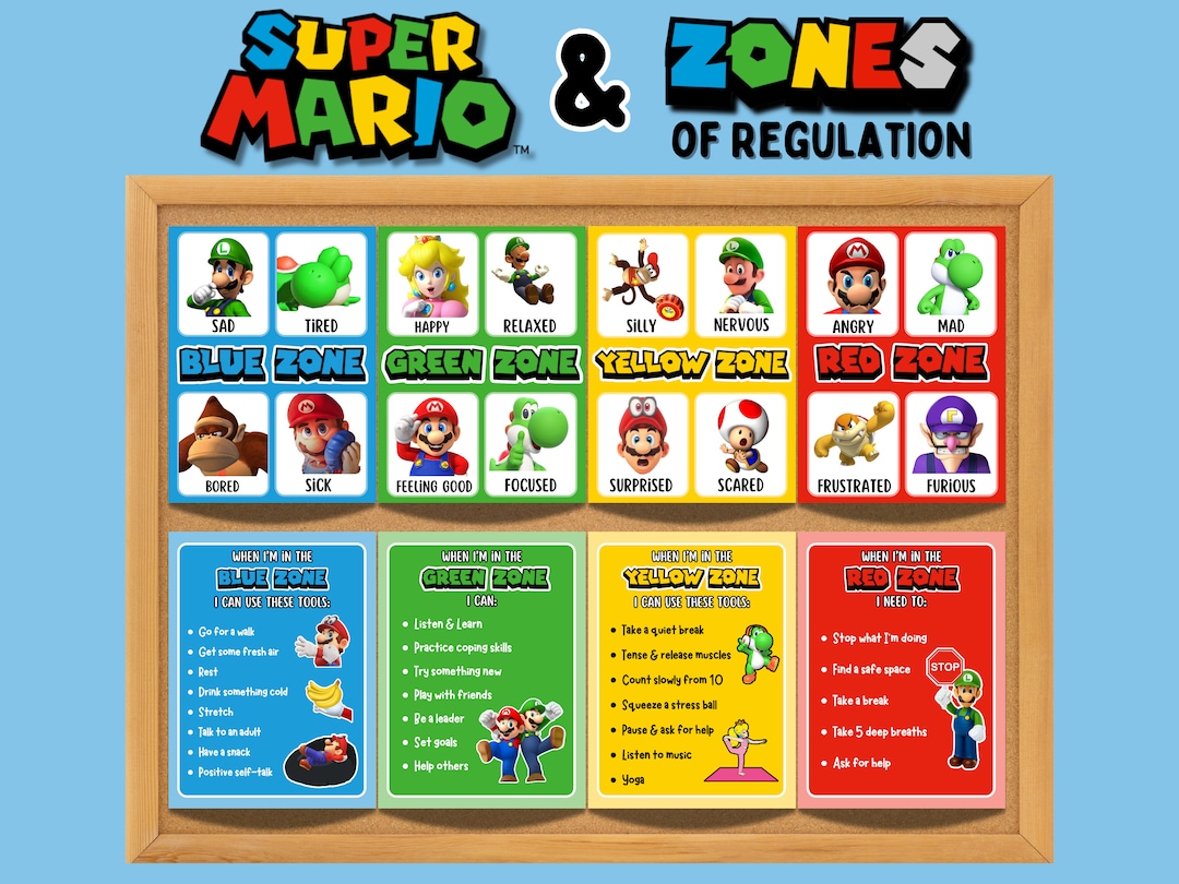 Zones of Regulation, Super Mario, Visual Printables - Etsy