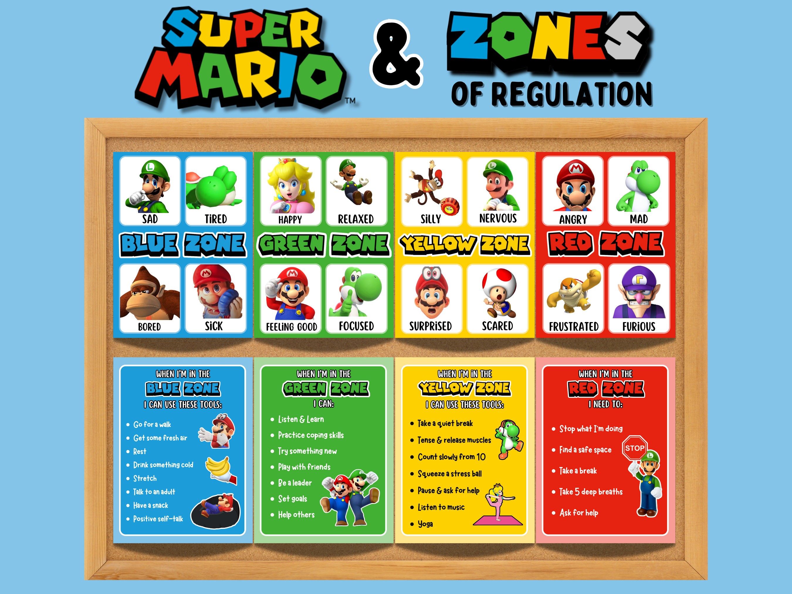 Zones of Regulation, Super Mario, Visual Printables - Etsy UK