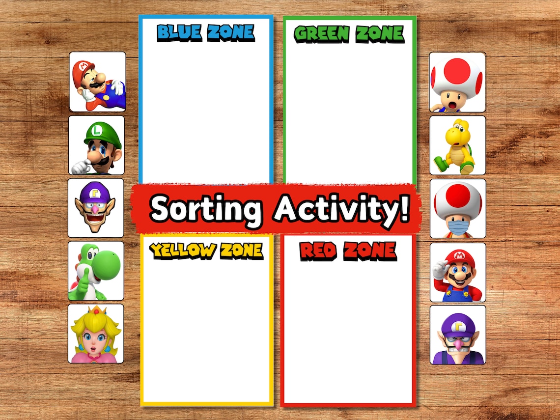 Zones of Regulation Mario Sorting Activity – Printable Emotion Game - Etsy