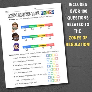 Zones of Regulation Worksheets for Kids - Etsy