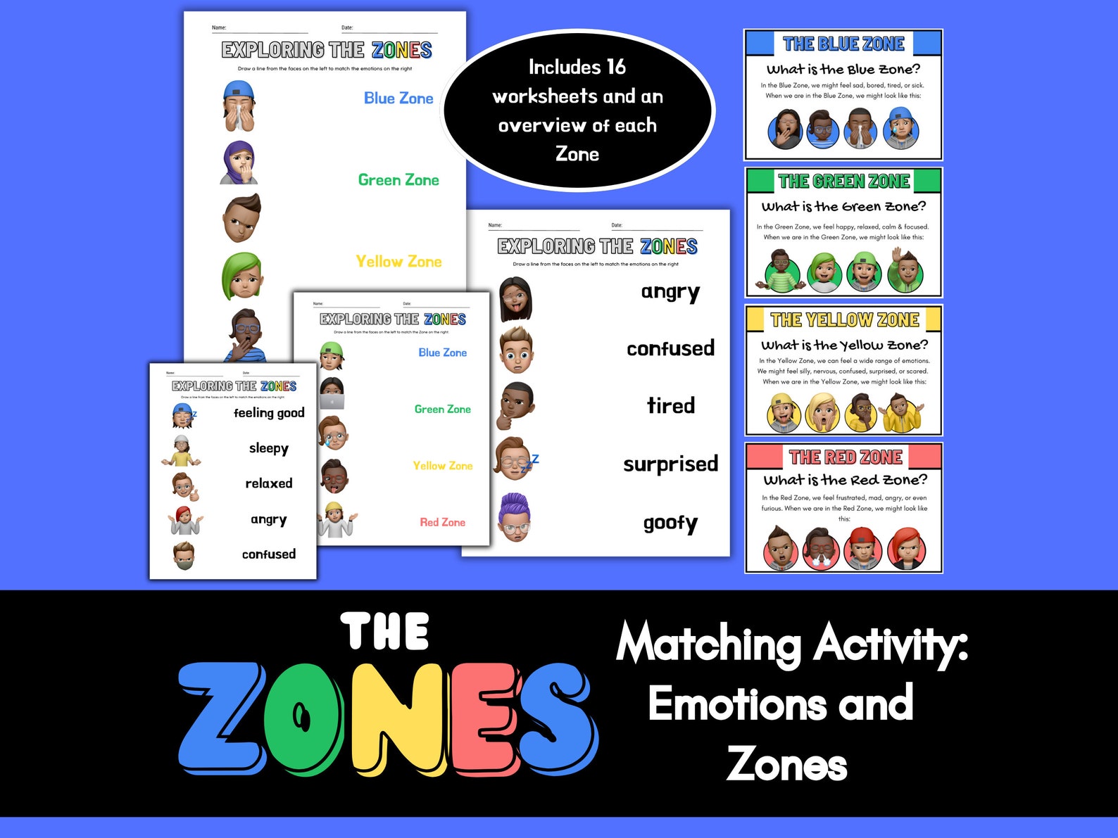 Zones of Regulation Emotional Regulation Printable Worksheets - Etsy
