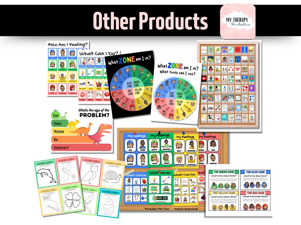 Zones of Regulation Emotional Regulation Printable Worksheets - Etsy