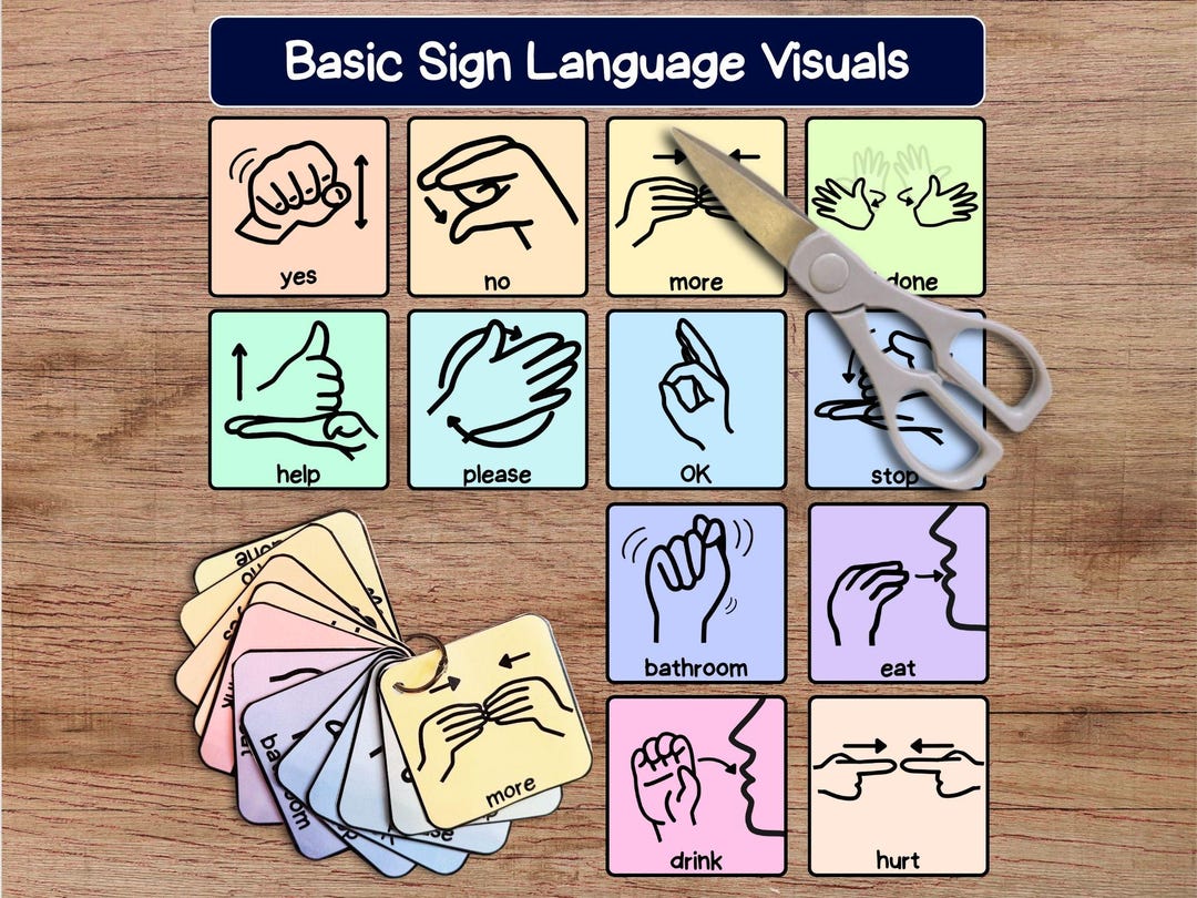 Printable Sign Language Flashcards ASL Poster and Card Set for Kids ...