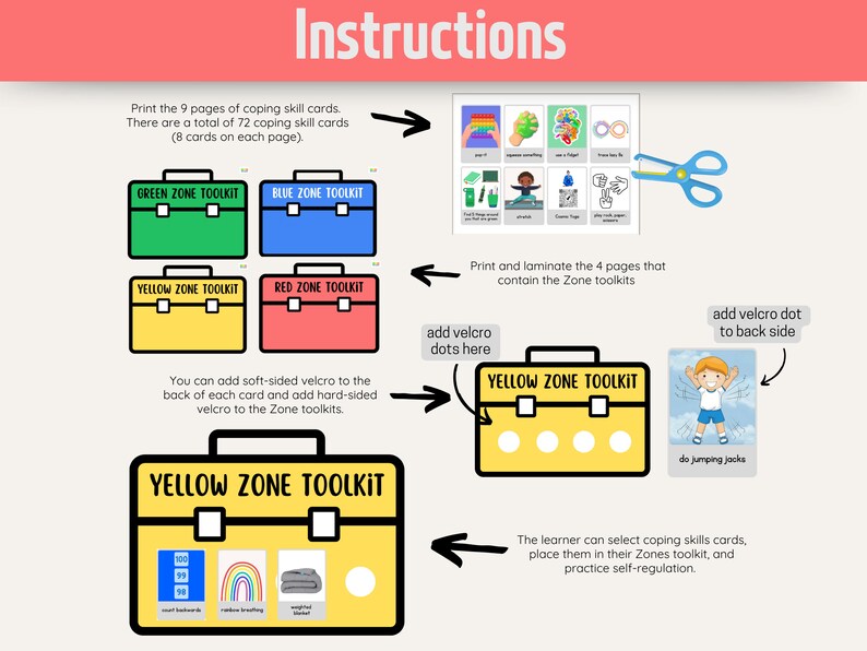 Zones of Regulation Coping Skill Cards - Self-regulation Printable ...