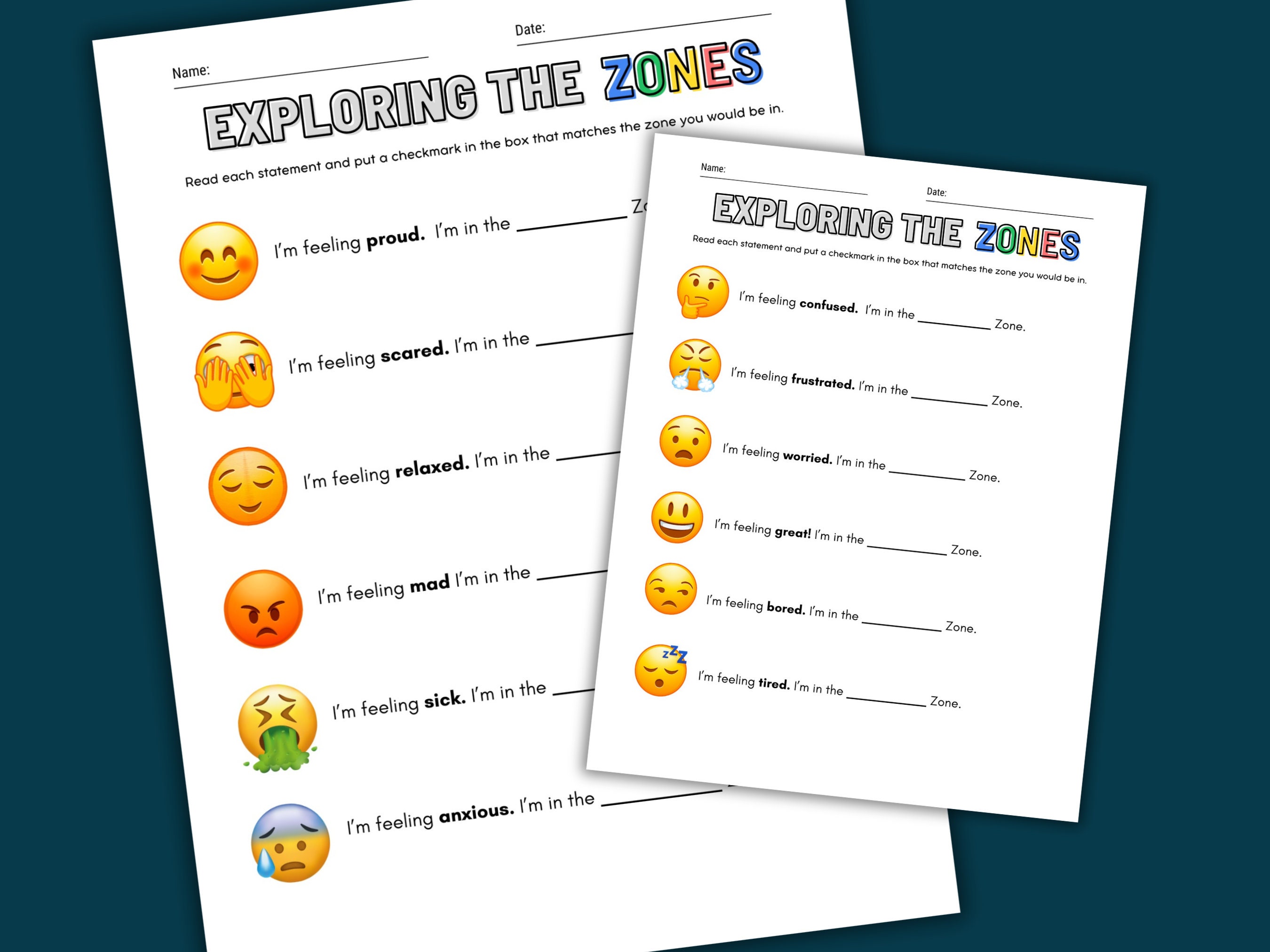 Zones of Regulation Printable Worksheet Bundle - Etsy Australia