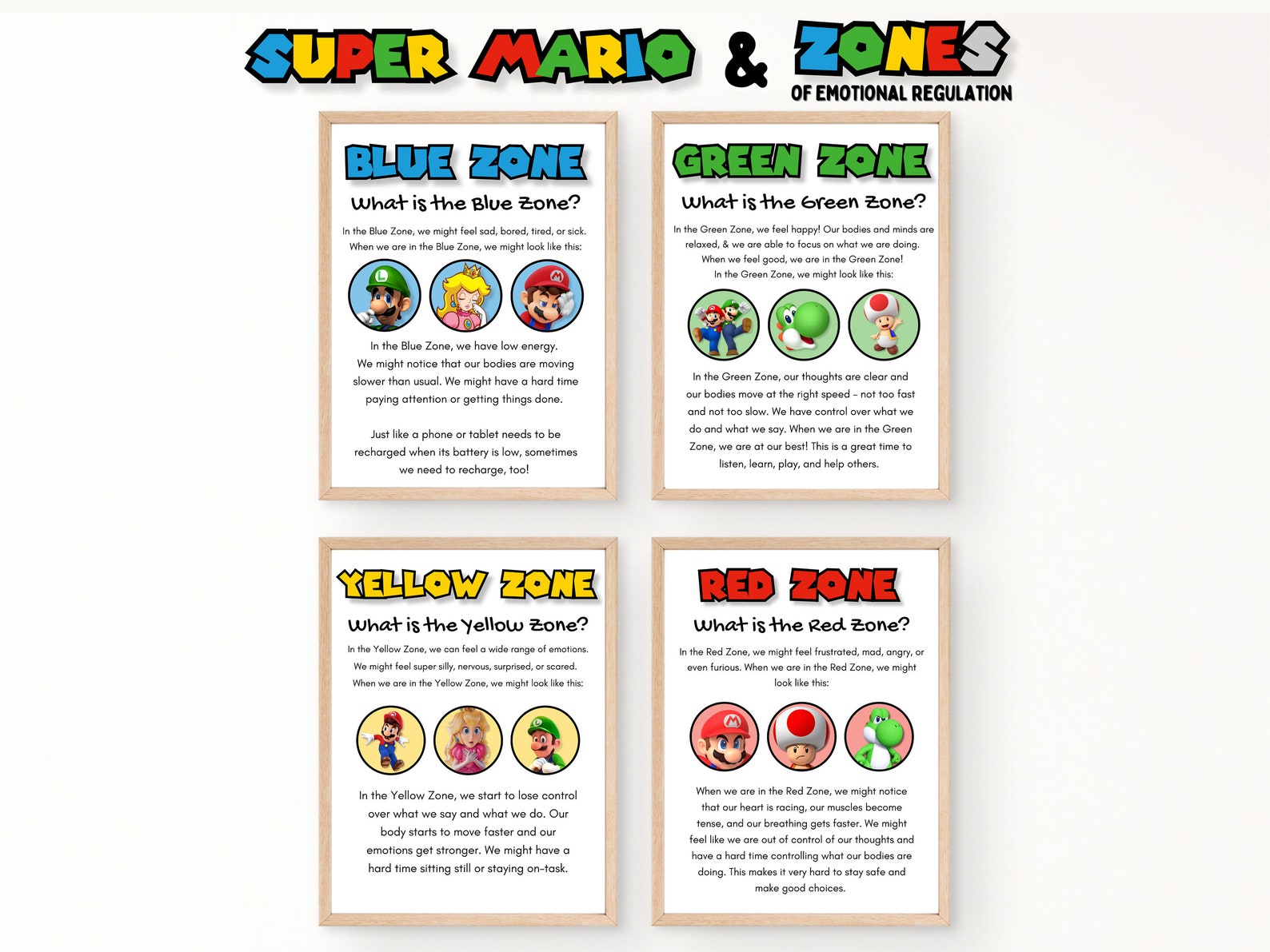 Zones of Regulation Super Mario Theme Printable Visuals - Etsy