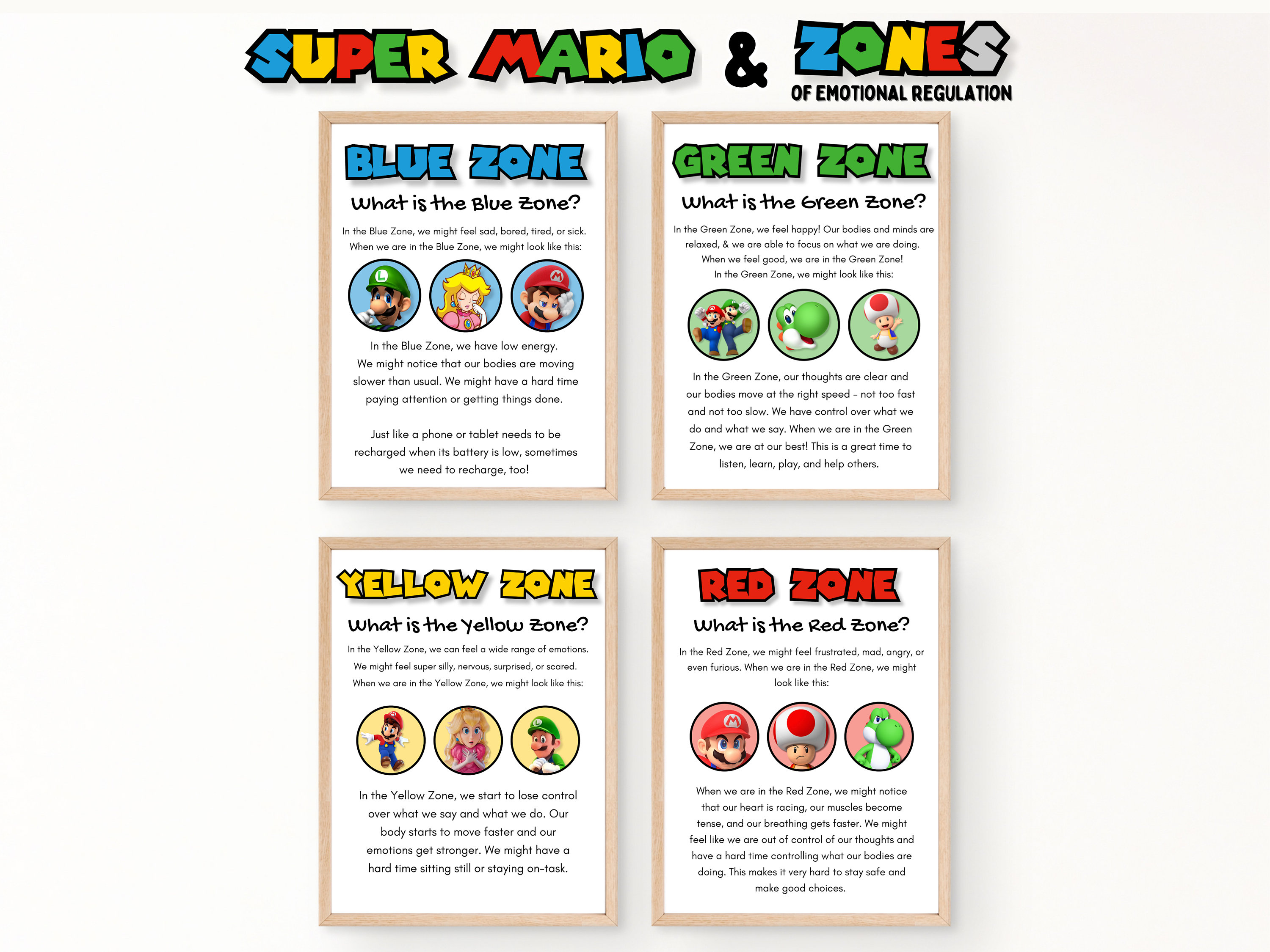 Zones of Regulation Super Mario Theme Printable Visuals - Etsy