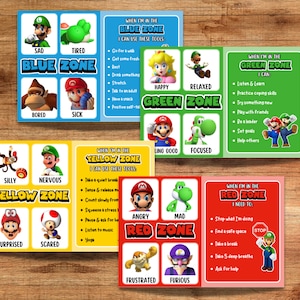 Zones of Regulation, Super Mario, Visual Printables - Etsy