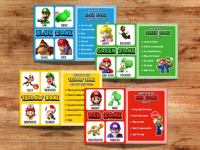 Zones of Regulation, Super Mario, Visual Printables - Etsy
