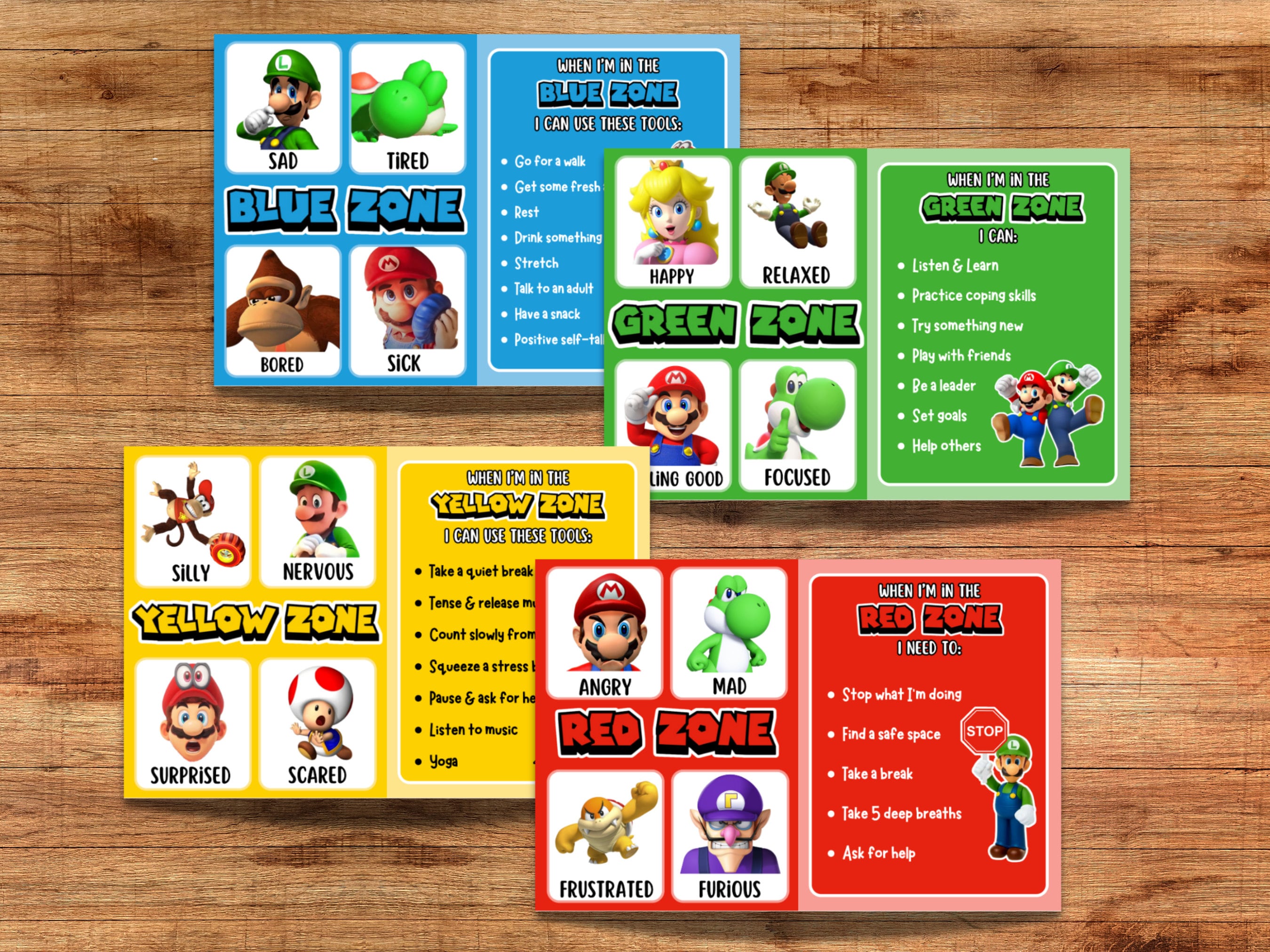 Zones of Regulation, Super Mario, Visual Printables - Etsy UK