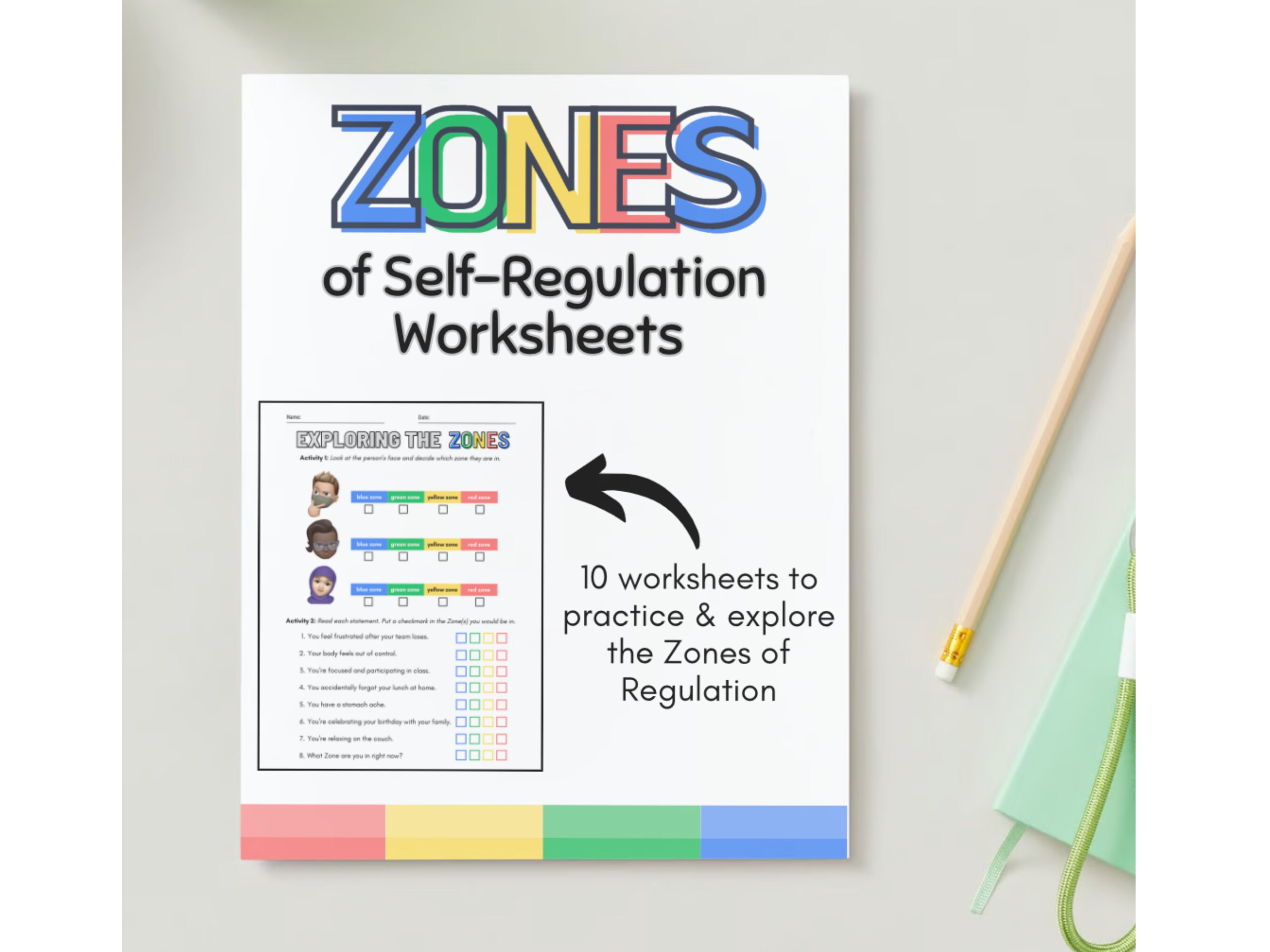 Zones of Regulation Worksheets for Kids - Etsy