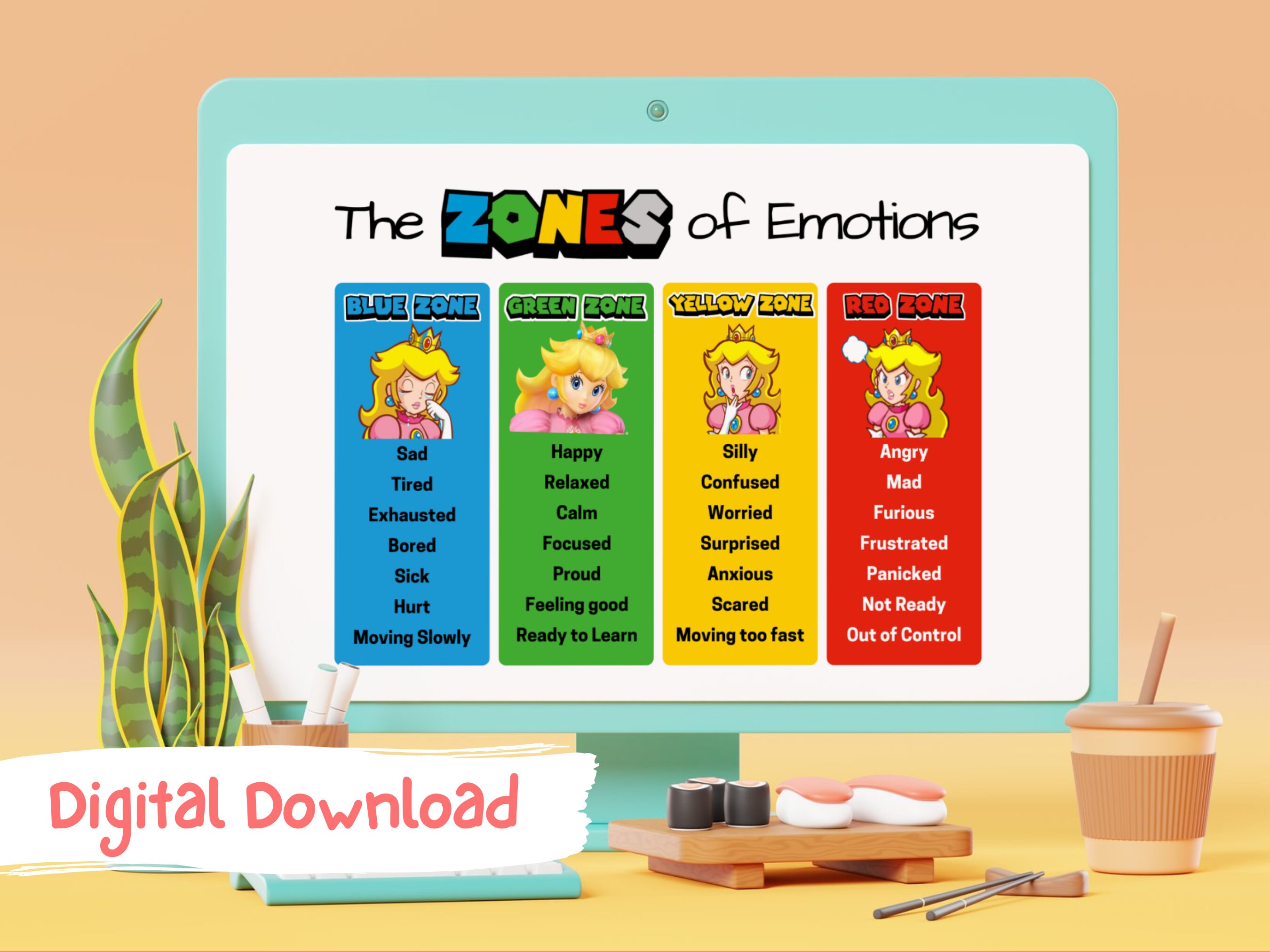 Zones of Regulation, Princess Peach Visuals - Etsy