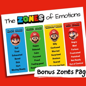 Zones of Regulation, Super Mario Character Themed, Visual Printables - Etsy