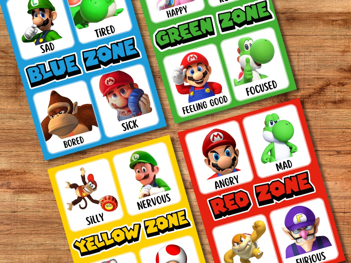 Zones of Regulation, Super Mario, Visual Printables - Etsy UK