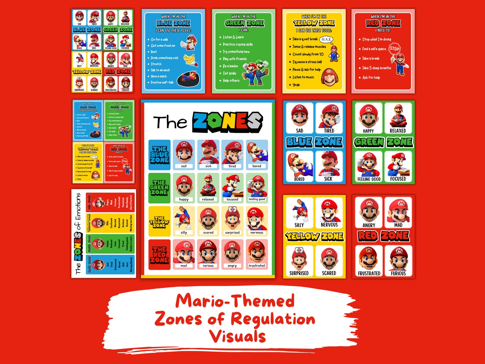 Zones of Regulation, Super Mario Character Themed, Visual Printables - Etsy