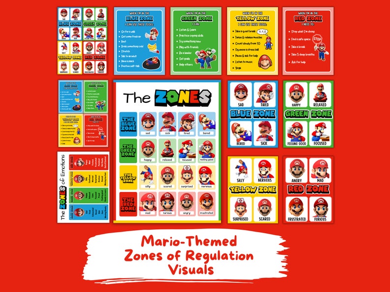 Zones of Regulation, Super Mario Character Themed, Visual Printables - Etsy