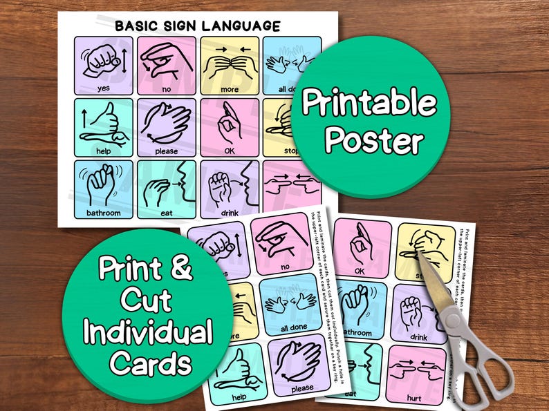 Sign Language Flashcards ASL Poster and Card Set for Kids & Toddlers ...