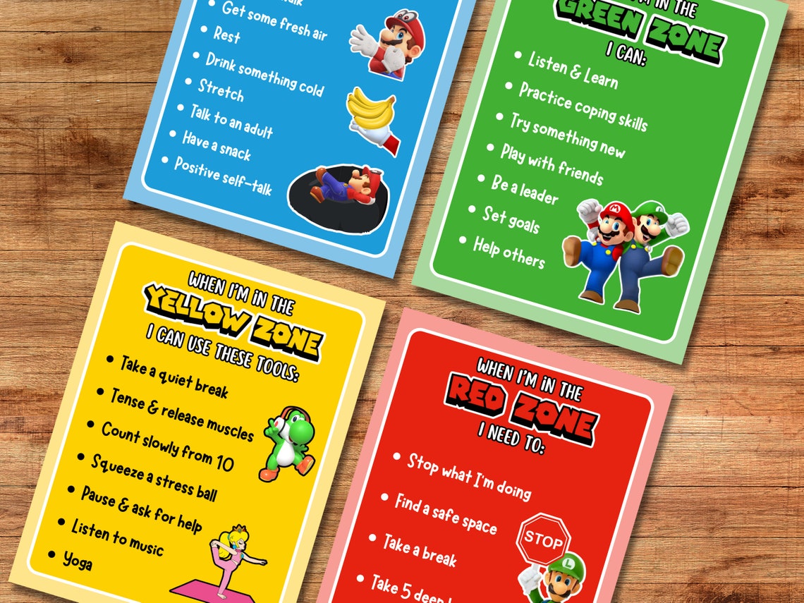 Zones of Regulation, Super Mario, Visual Printables - Etsy UK
