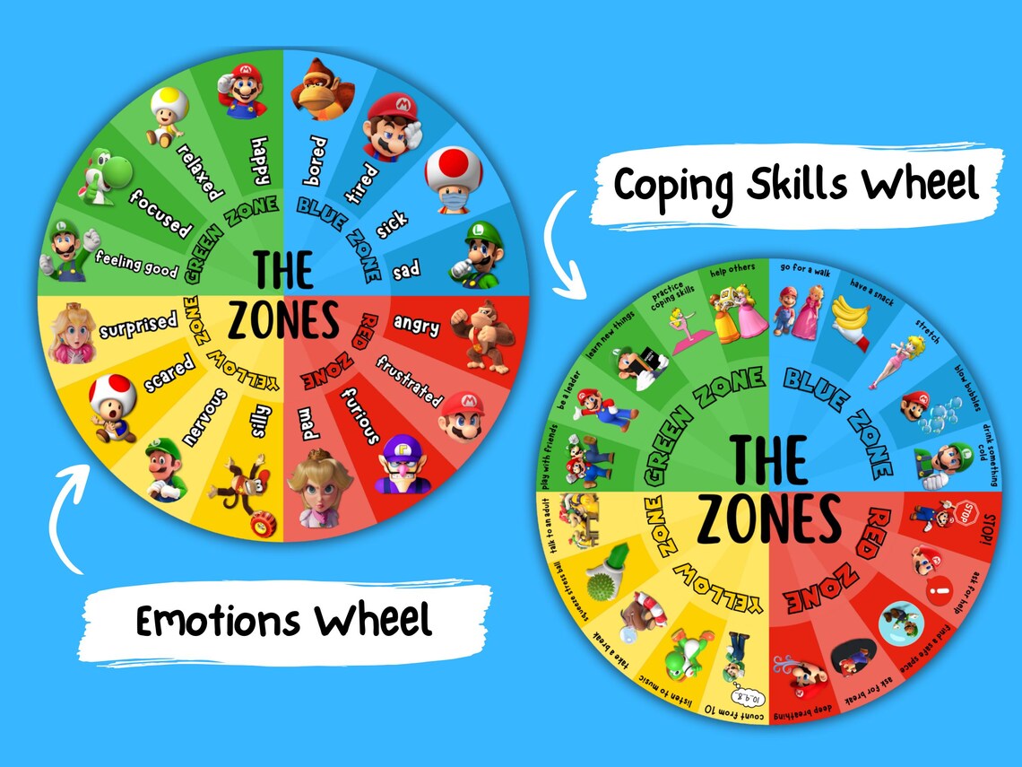 Zones of Regulation Super Mario Emotions Wheel - Etsy
