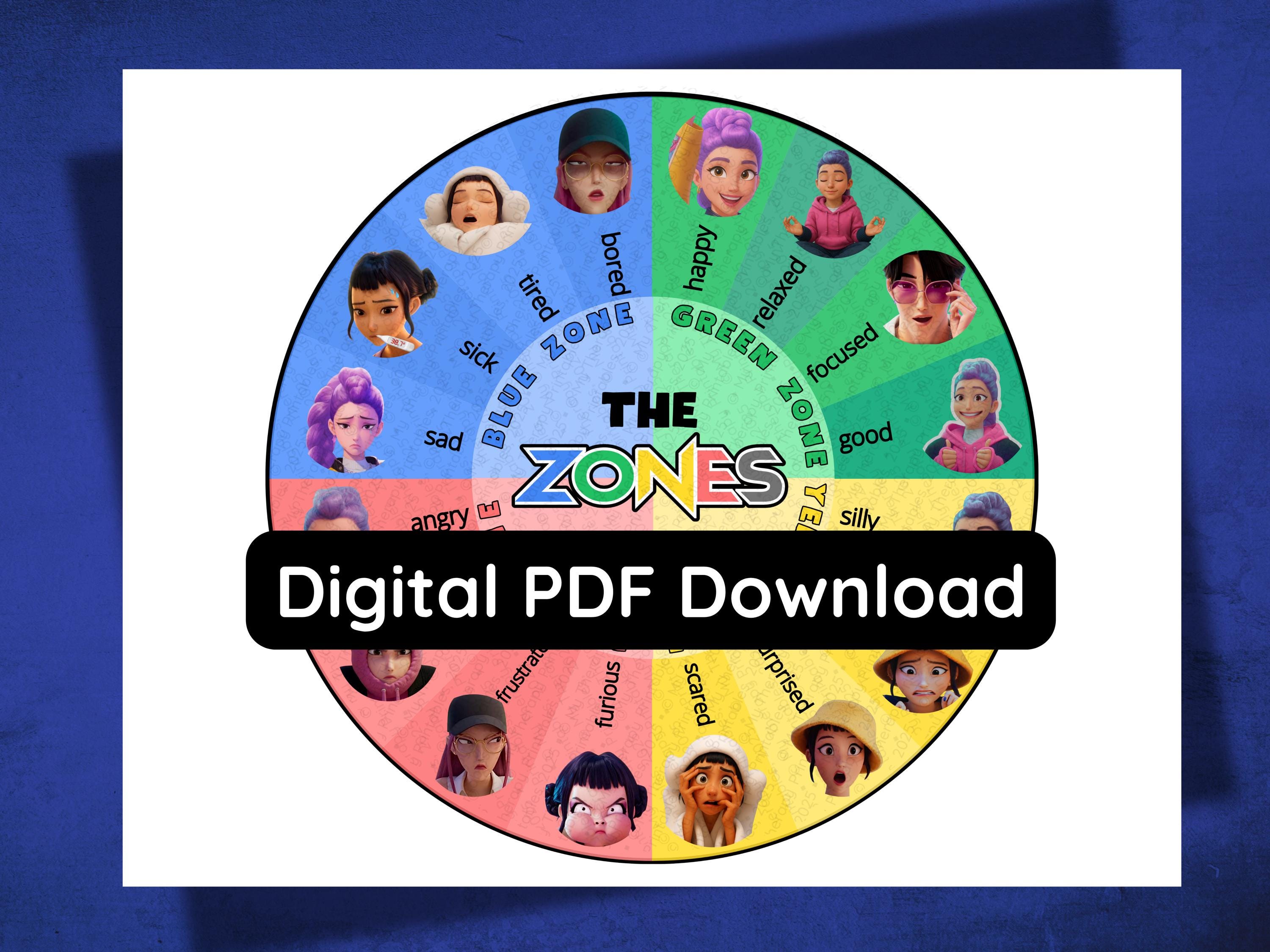 Zones of Regulation Emotions Wheel, Social Emotional Learning SEL Chart ...