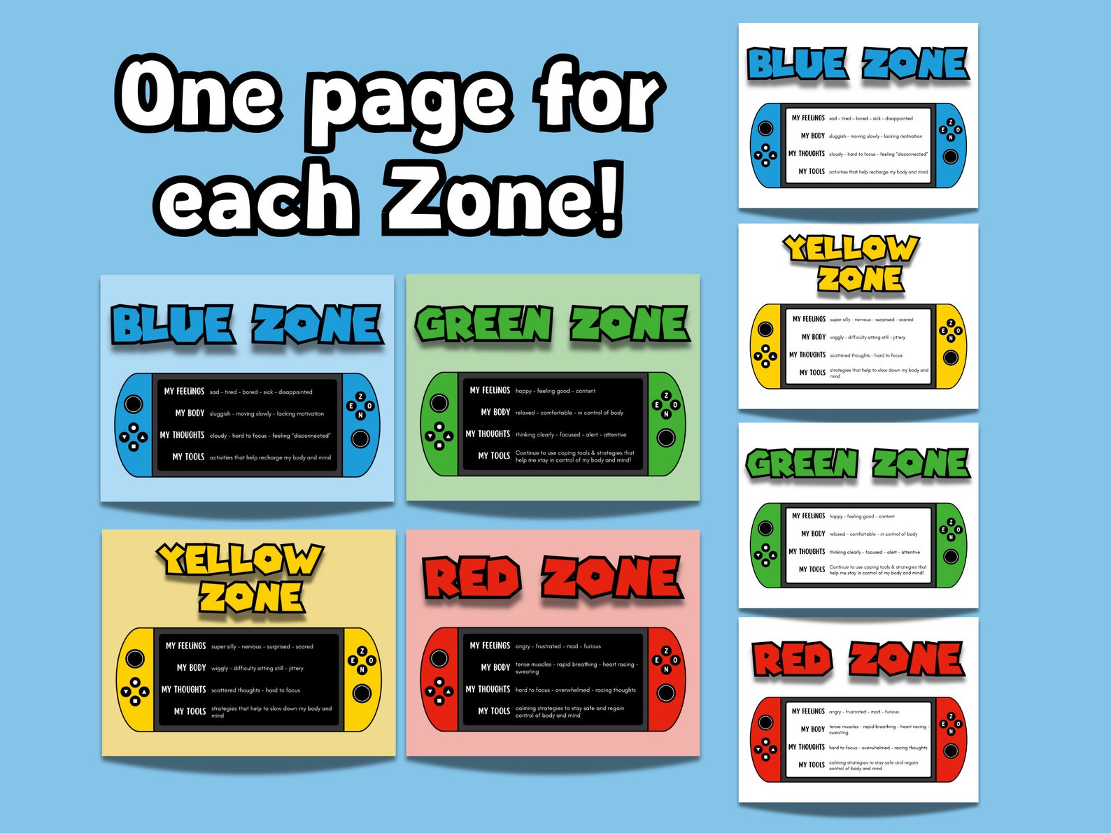 Zones of Regulation Visual Supports - Etsy Canada
