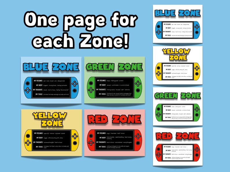 Zones of Regulation, Video Game Visual Poster Cards - Etsy