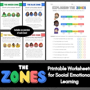 Zones of Regulation Worksheets for Kids - Etsy