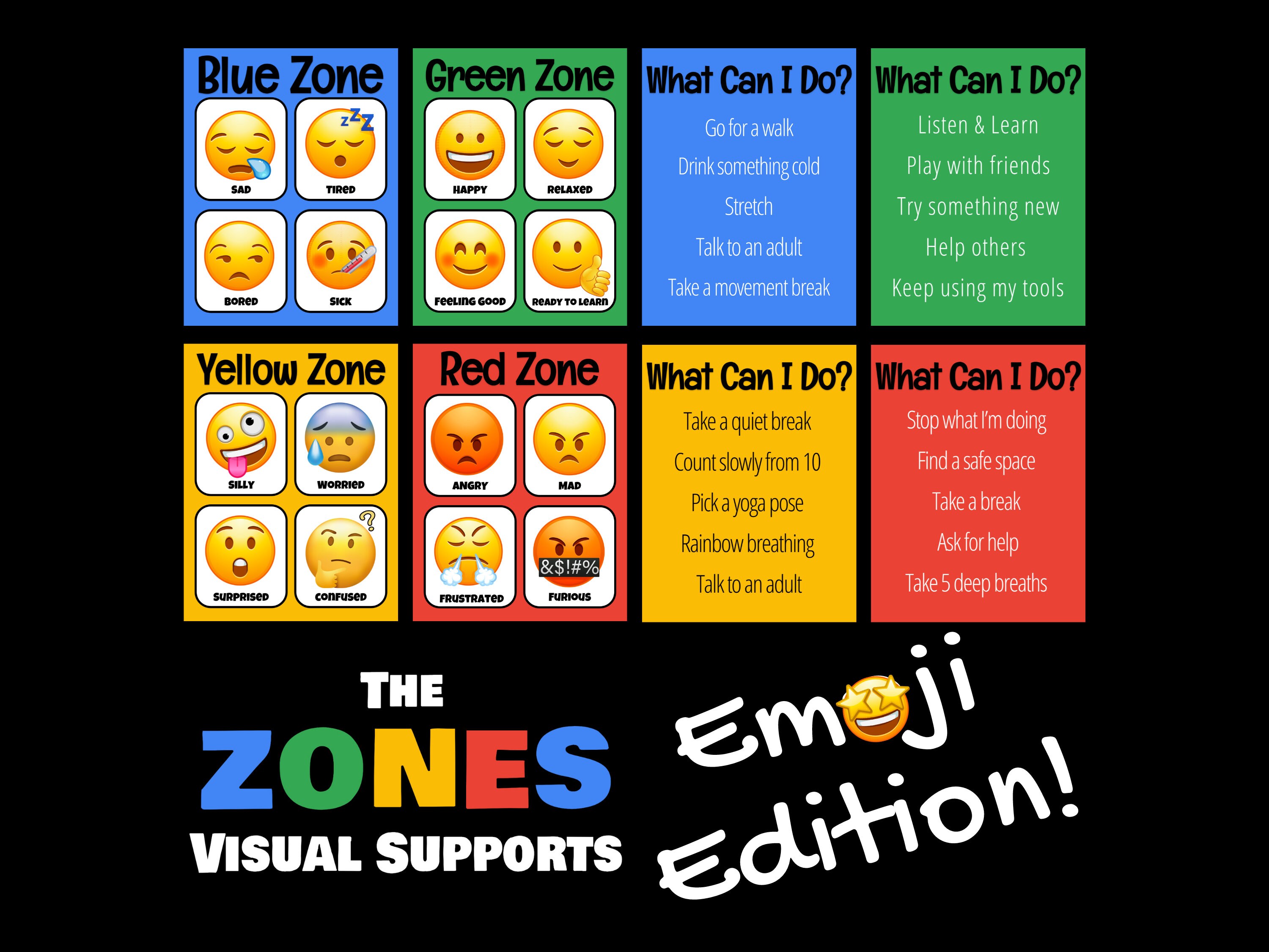 Zones of Regulation, Coping Strategy Cards and Poster - Etsy