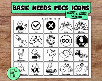 Basic Needs PECS Icons, Printable Communication Cards, ABA & Speech ...