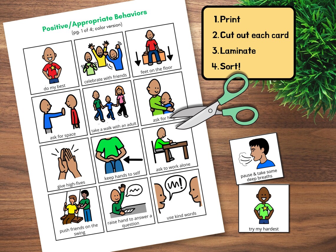 Behavior Sorting Picture Cards: Good Choice Vs. Bad Choice Social ...