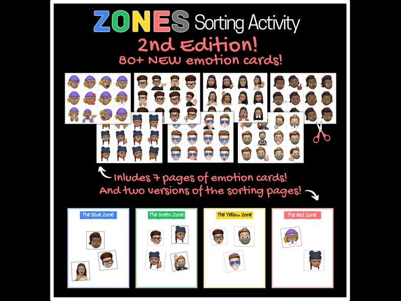 Zones of Regulation Character Sorting Activity – Self-regulation Tools ...