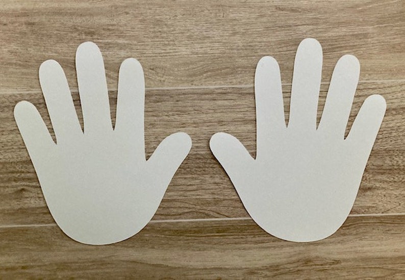 15 Hand Cutouts 5.7" White Paper 65lb Cardstock Teacher Homeschool ...