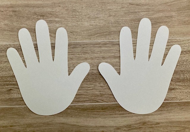 15 Hand Cutouts 5.7" White Paper 65lb Cardstock Teacher Homeschool ...