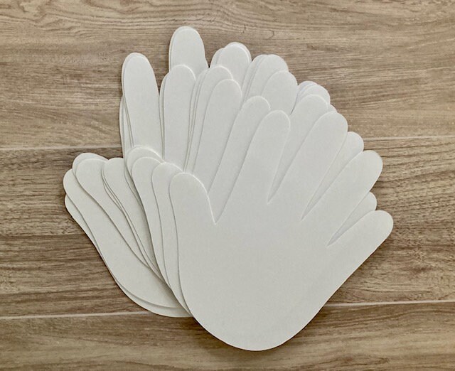 15 Hand Cutouts 5.7" White Paper 65lb Cardstock Teacher Homeschool ...