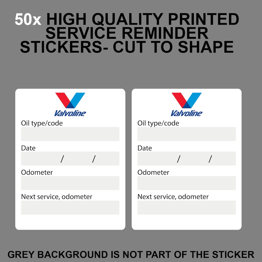 50x VALVOLINE Service Reminder Stickers Decals Car Maintenance Oil ...