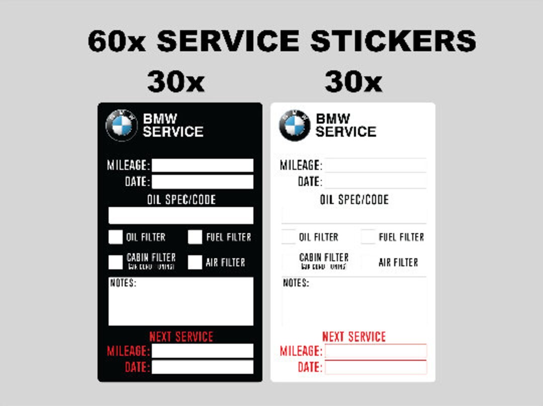 60x BMW Service Reminder Stickers Decals Car Maintenance Oil Change ...