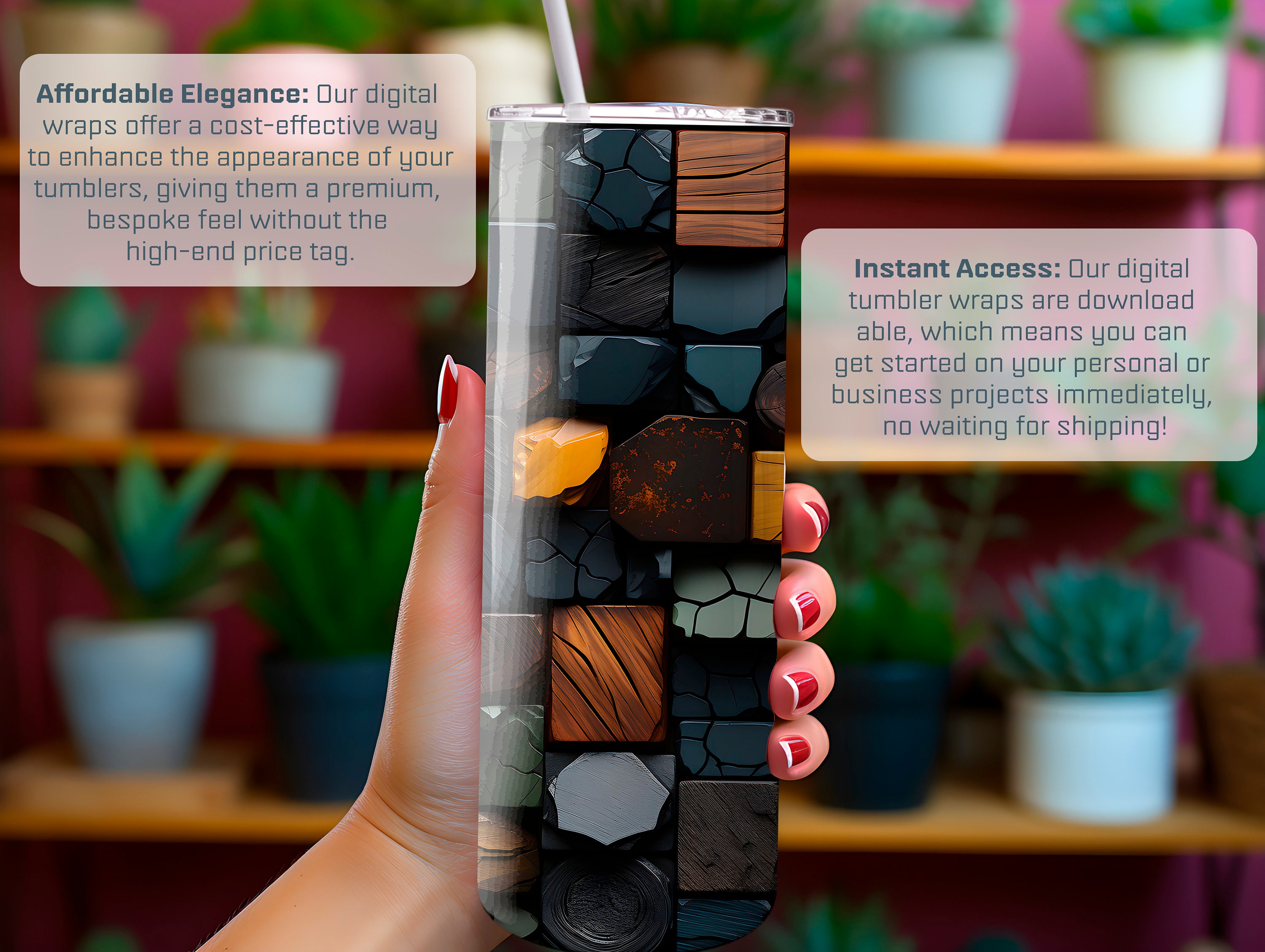 Seamless Wooden Cube Sublimation Design Template 20oz Skinny Tumbler ...